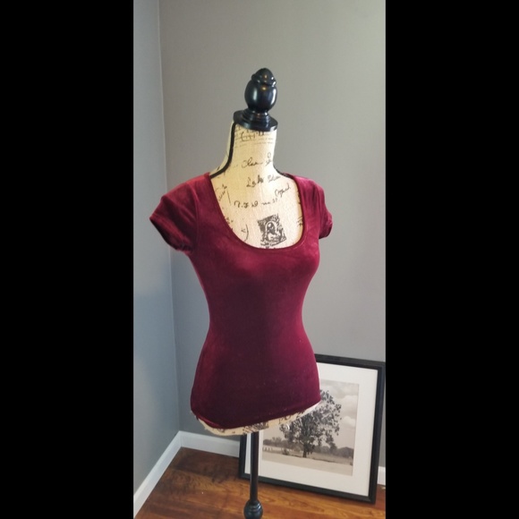 love, Fire | Tops | Beautiful Red Velvet Stretch Top Twisted Keyhole ...